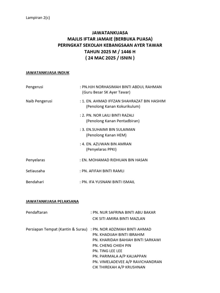 Ajk Majlis Iftar Jamaie 2025 | PDF