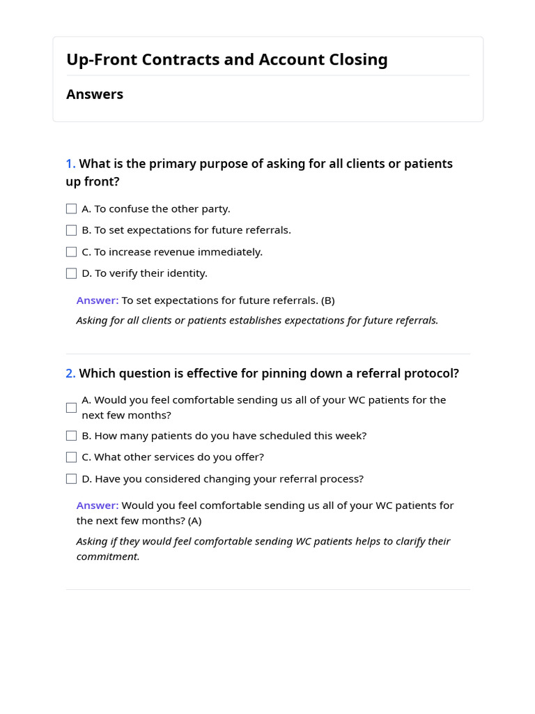 Up-Front Contracts for Effective Referrals | PDF | Human Communication ...