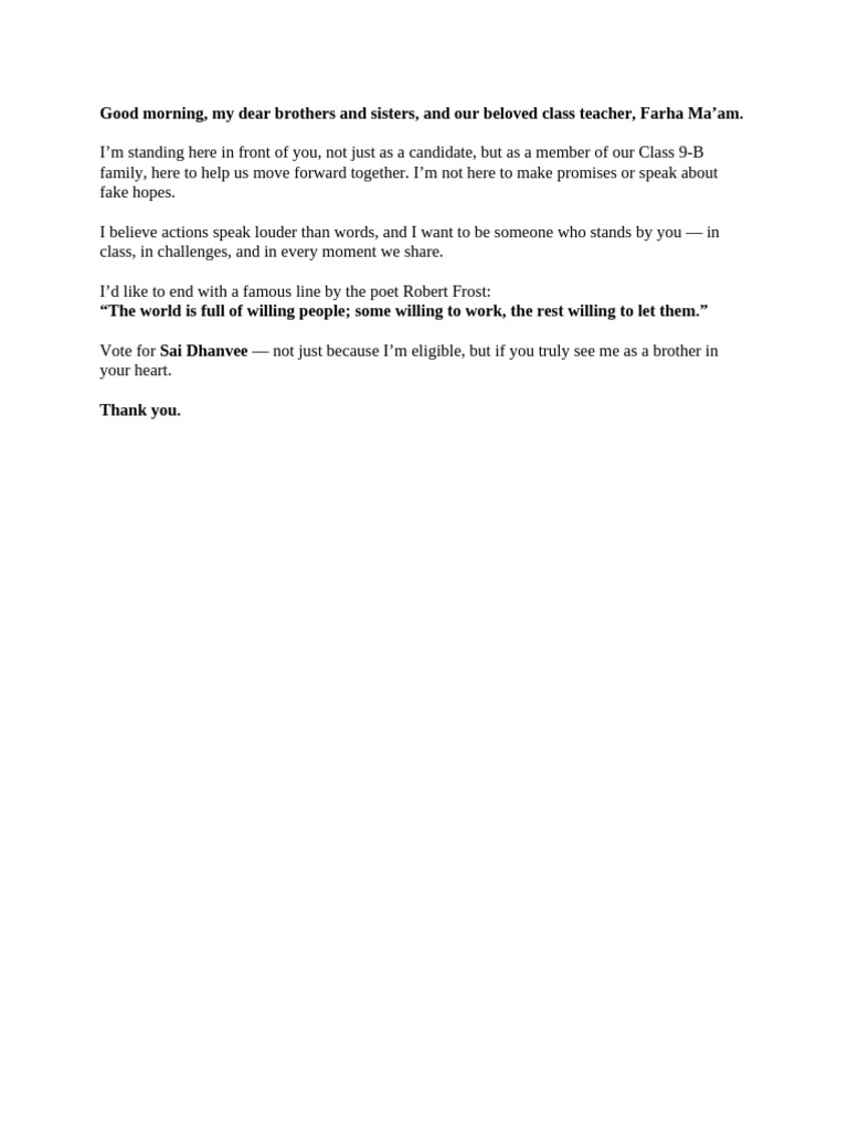 Prefect Speech | PDF