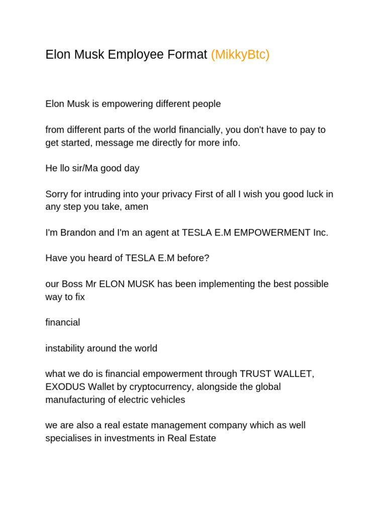 Elon Musk. Employee FMT Mik | PDF | Visa Inc. | Master Card