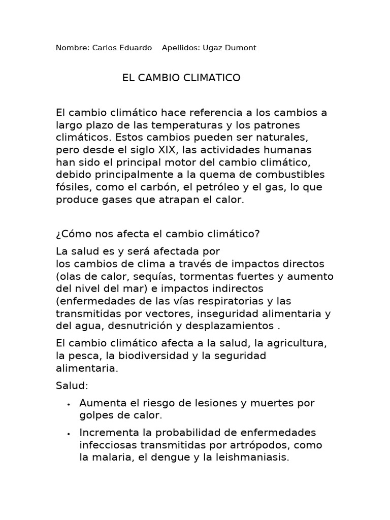 Impactos del Cambio Climático en Salud y Naturaleza | PDF | Cambio ...