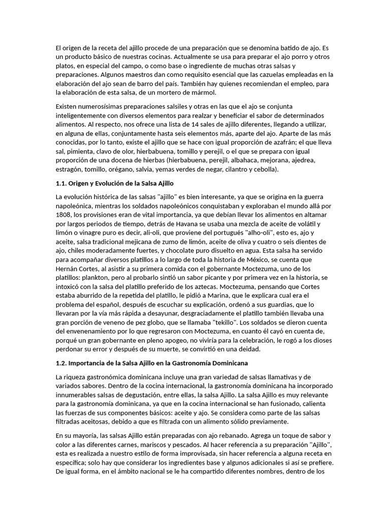 Origen y Variedades de la Salsa Ajillo | PDF | Salsa | Ajo