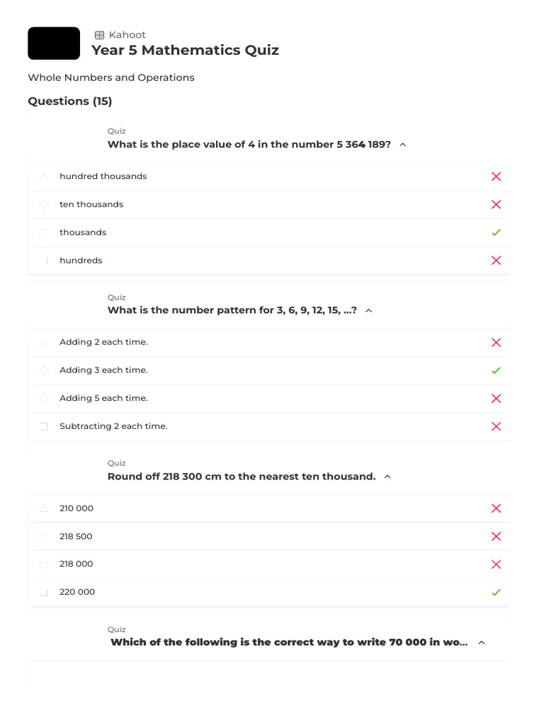 Year 5 Maths Quiz on Kahoot | PDF