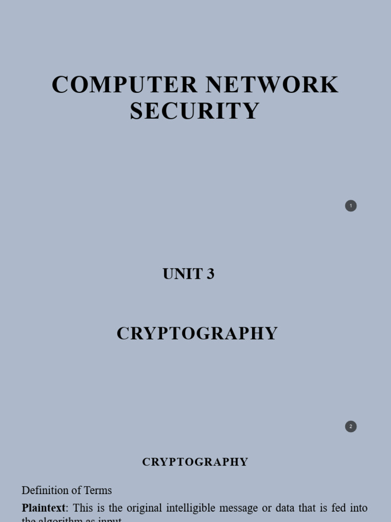 COMPUTER NETWORK SECURITY UNIT 3 | PDF | Cryptography | Key (Cryptography)