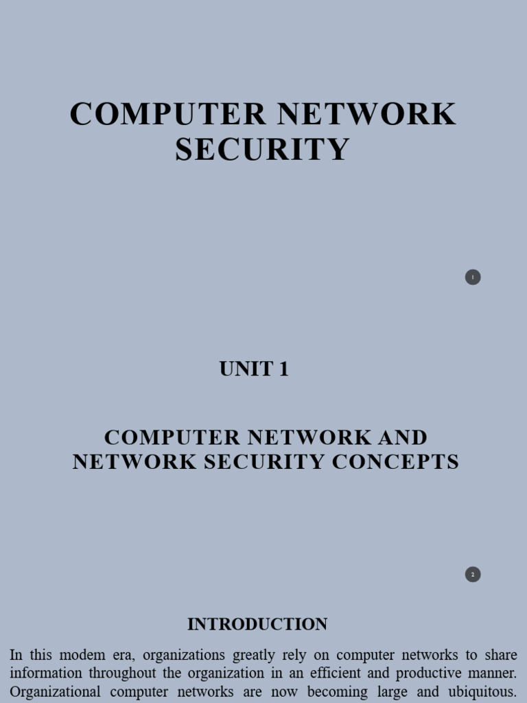 Computer Network Security Unit 1 | PDF | Security | Computer Security