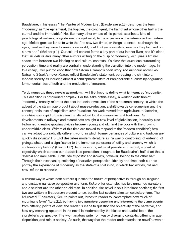 Modern World Literature - 2500 Word | PDF | Narration