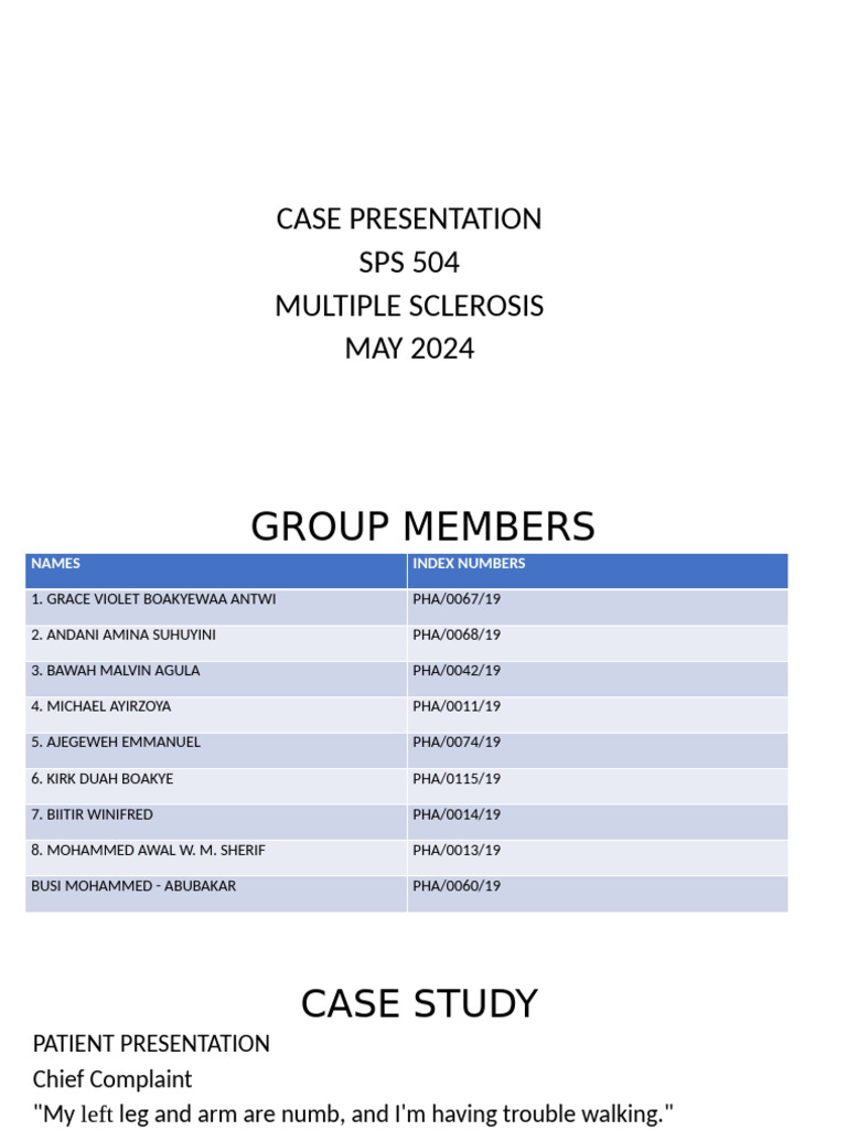 Multiple Sclerosis Case Study Analysis | PDF | Multiple Sclerosis ...