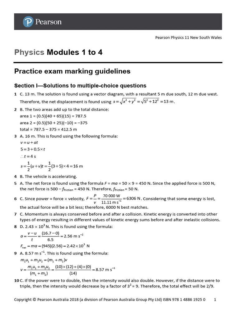 Module 1-4 practice exam answers | PDF | Collision | Force