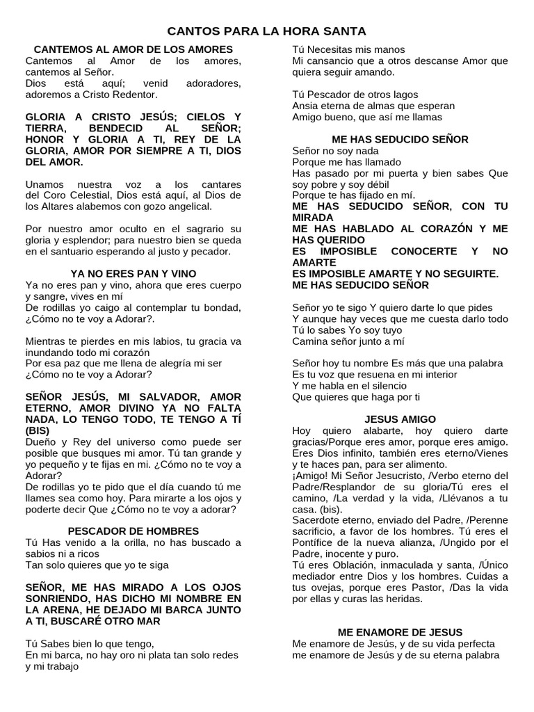 Cantos Santisimo Pdf Cristo Título Amor