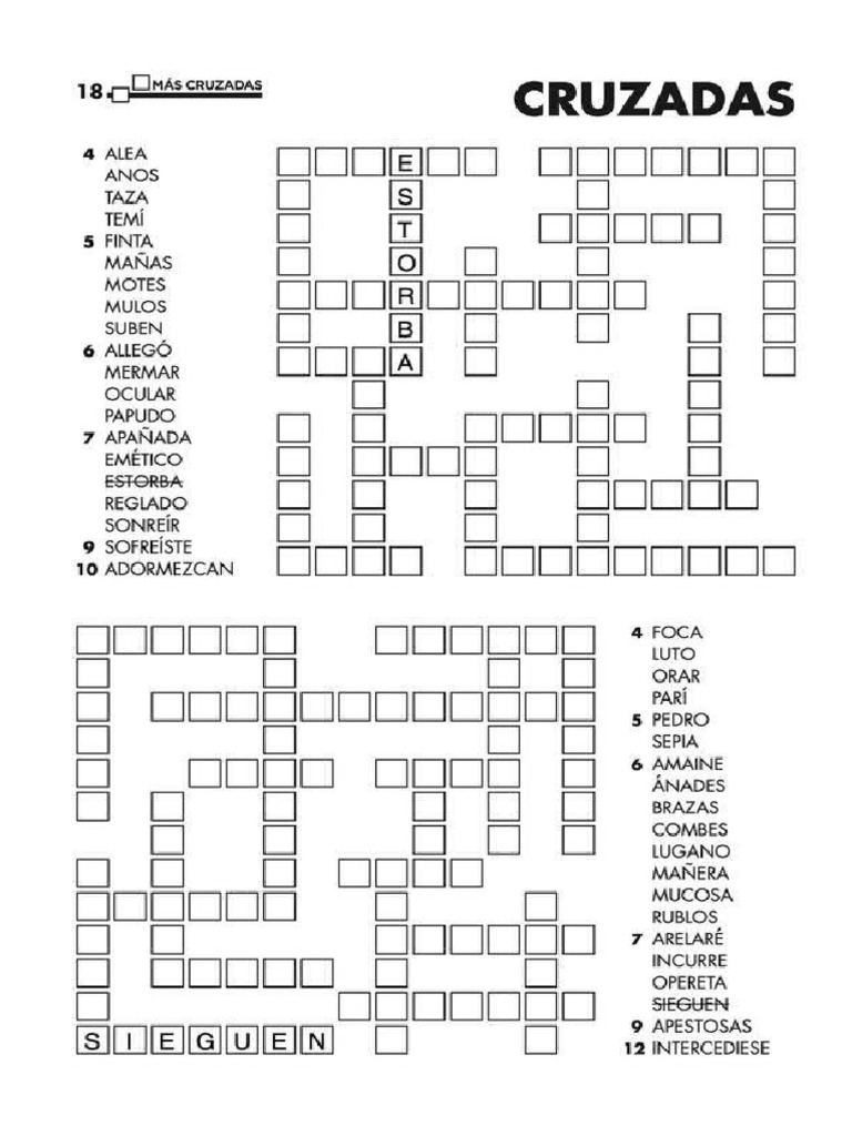 Crucigrama y Sopa de Letras | PDF