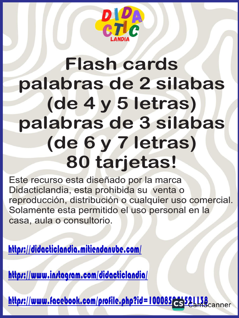 Flash Cards 2 y 3 Silabas | PDF