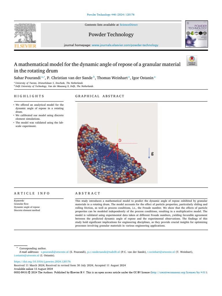 Powder Technology: Sahar Pourandi, P. Christian Van Der Sande, Thomas ...