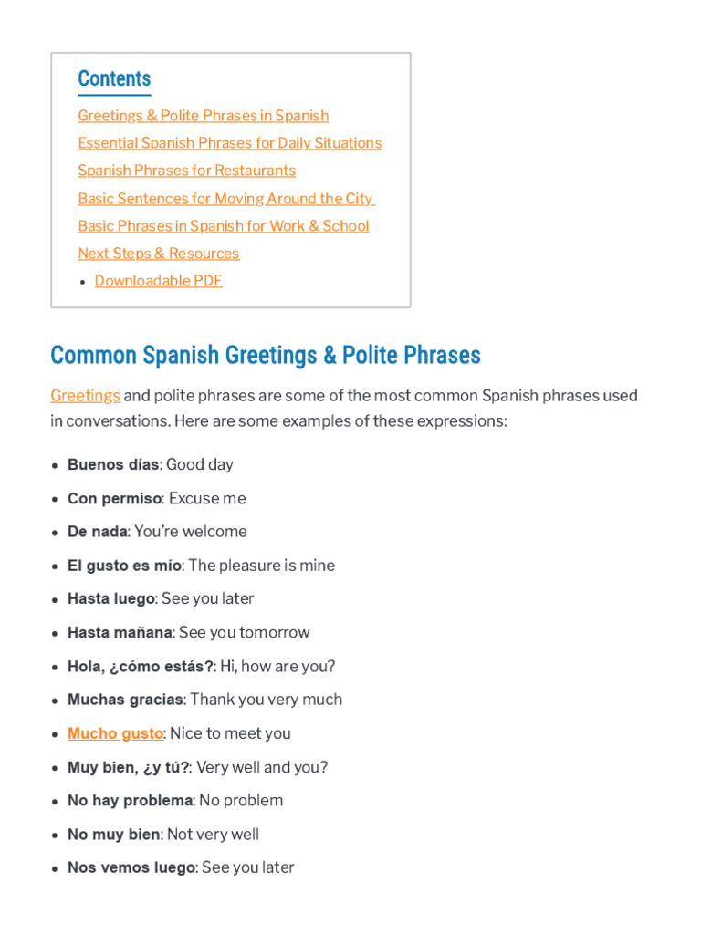 87 Basic Spanish Phrases For Everyday Conversations - Tell Me in ...