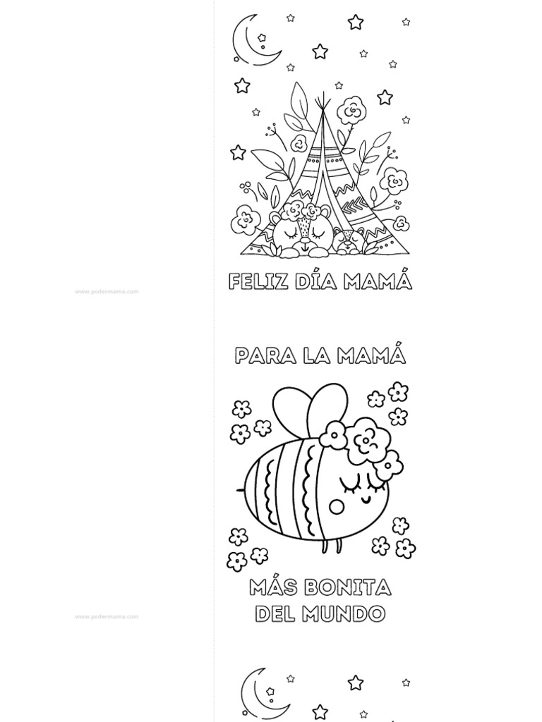 Tarjetas Del Día de Las Madres para Imprimir y Colorear | PDF