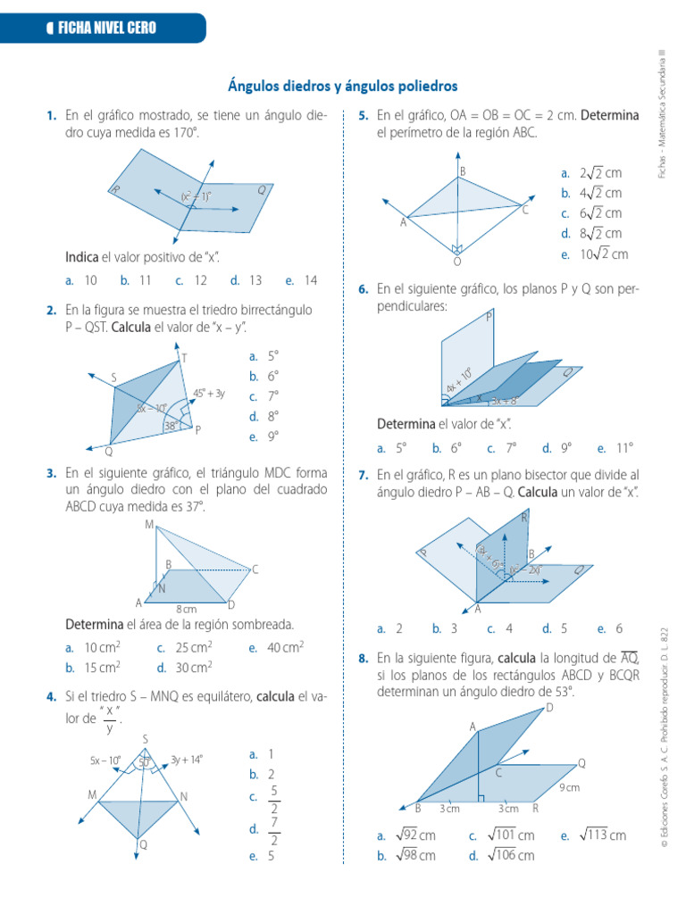 F0 - Ángulo Diedro y Ángulos Poliedros | PDF | Geometría Convexa ...