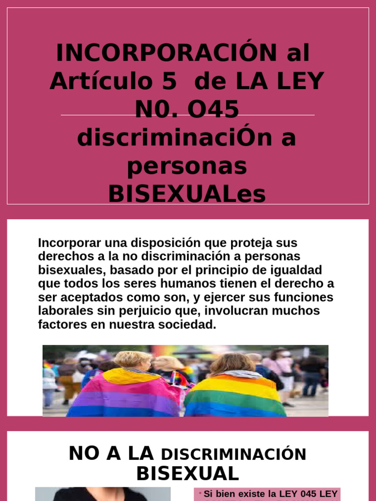 Diapositiva de Discriminacion Ley 045 | PDF