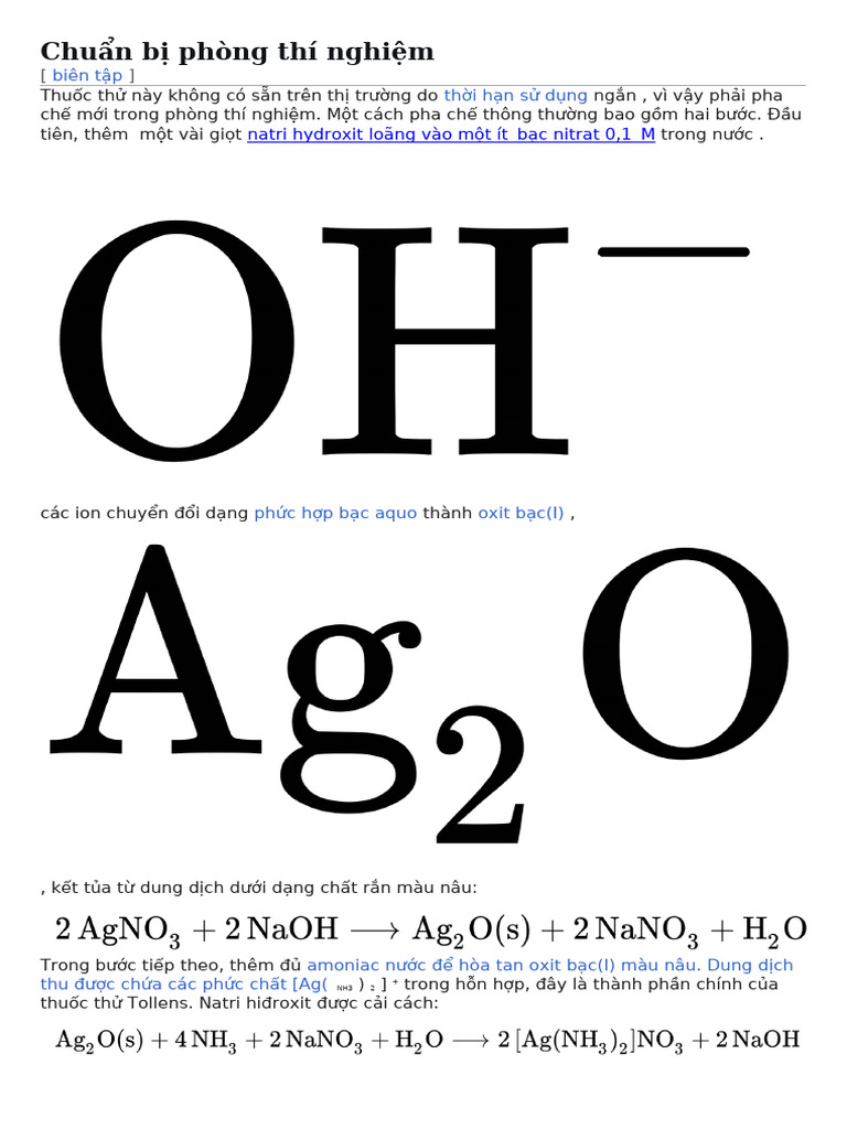 Chuẩn bị phòng thí nghiệm: natri hydroxit loãng vào một ít bạc nitrat 0 ...