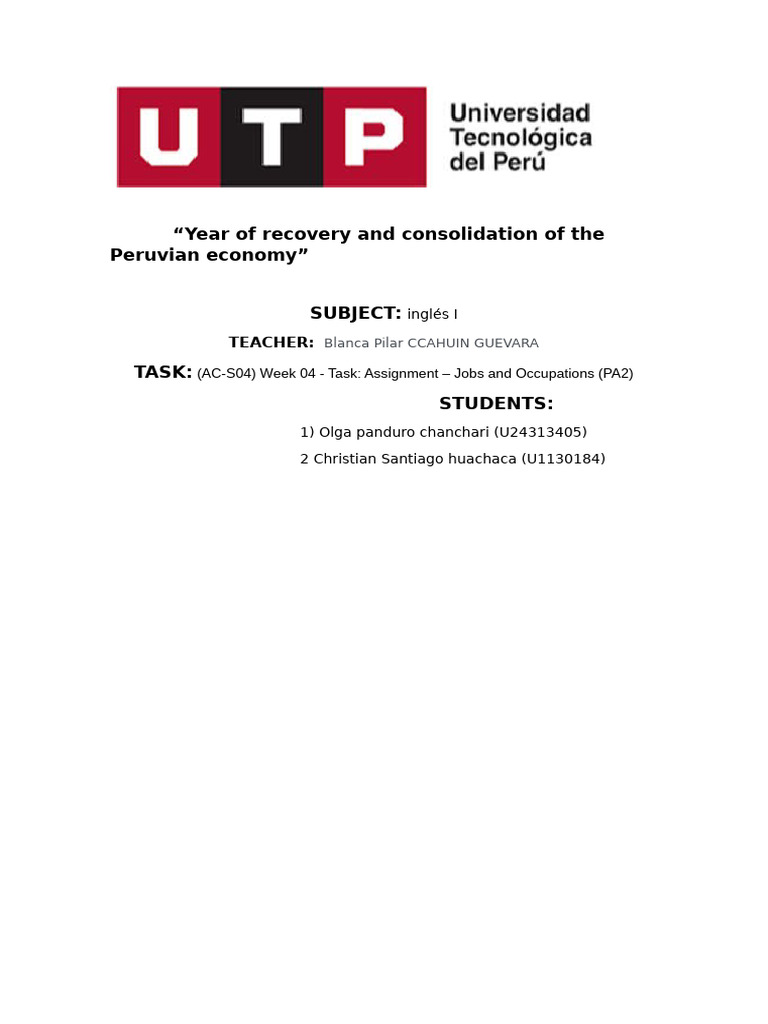 Assignment - Jobs and Occupations (PA2) | PDF