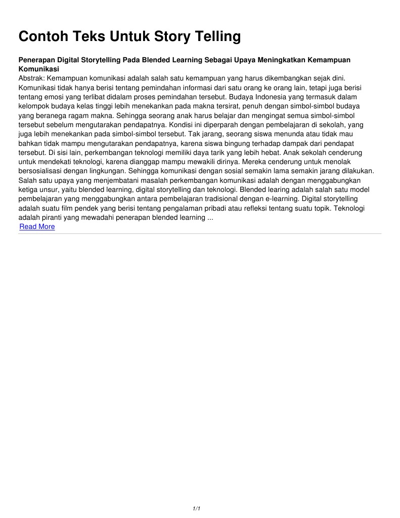 Contoh Teks Untuk Story Telling | PDF