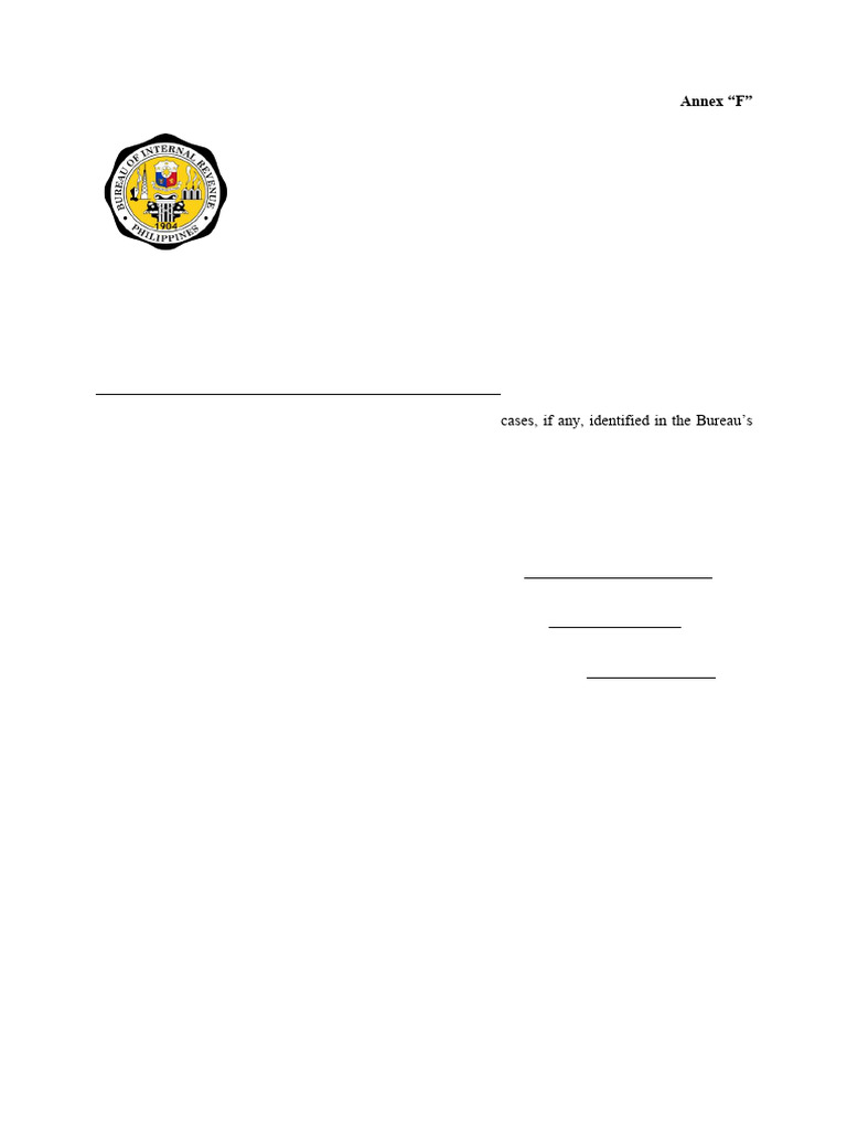 BIR Transfer Commitment Form Annex F | PDF