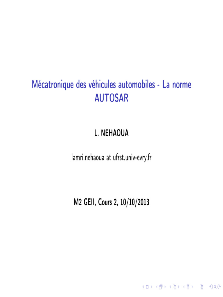 Mécatronique Des Véhicules Automobiles - La Norme AUTOSAR | PDF