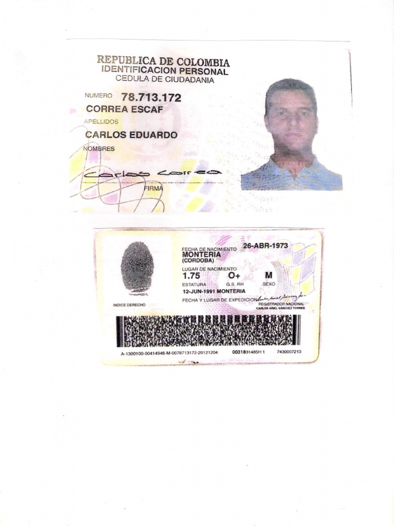 Cedula Carlos Correa0001 | PDF