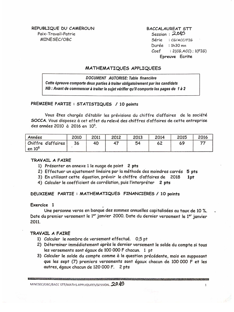 Bac CG 2019 Maths Appli | PDF