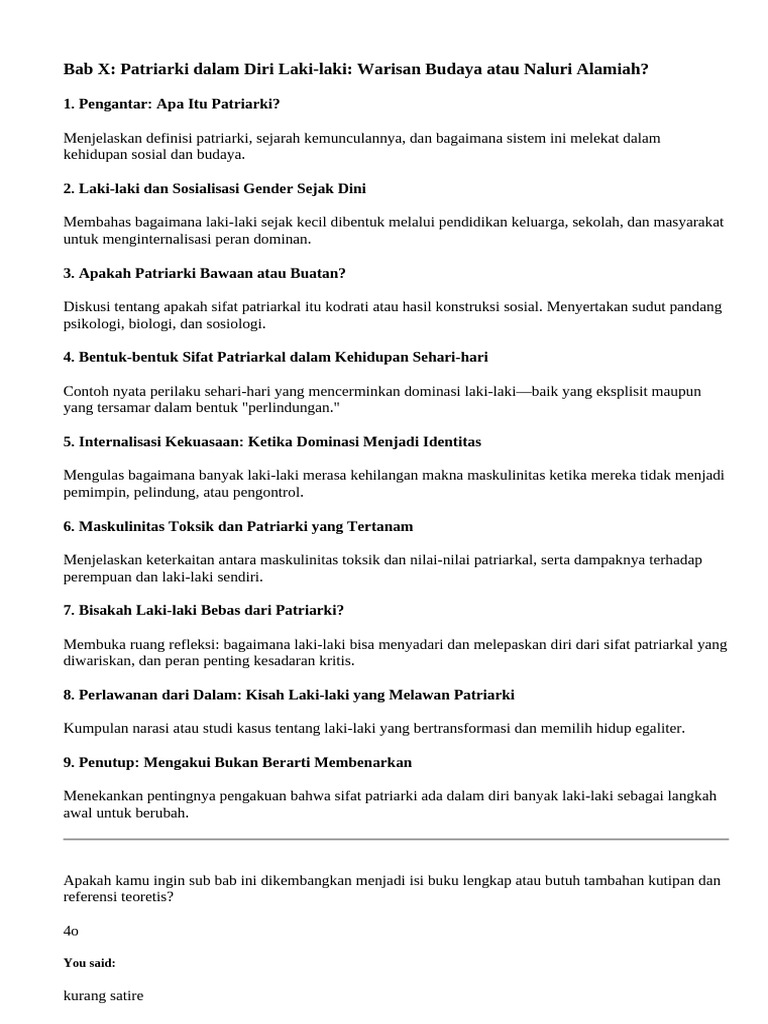 Sub Bab Buku Patriarki | PDF