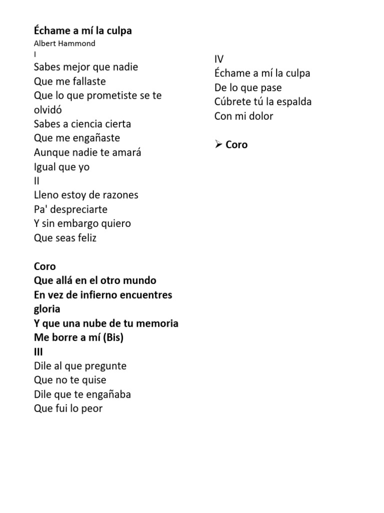 Échame a mí la culpa - Albert Hammond | PDF