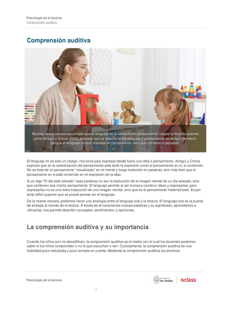 Comprension Auditiva-6522e7a93504b | PDF | Pensamiento | Comprensión ...