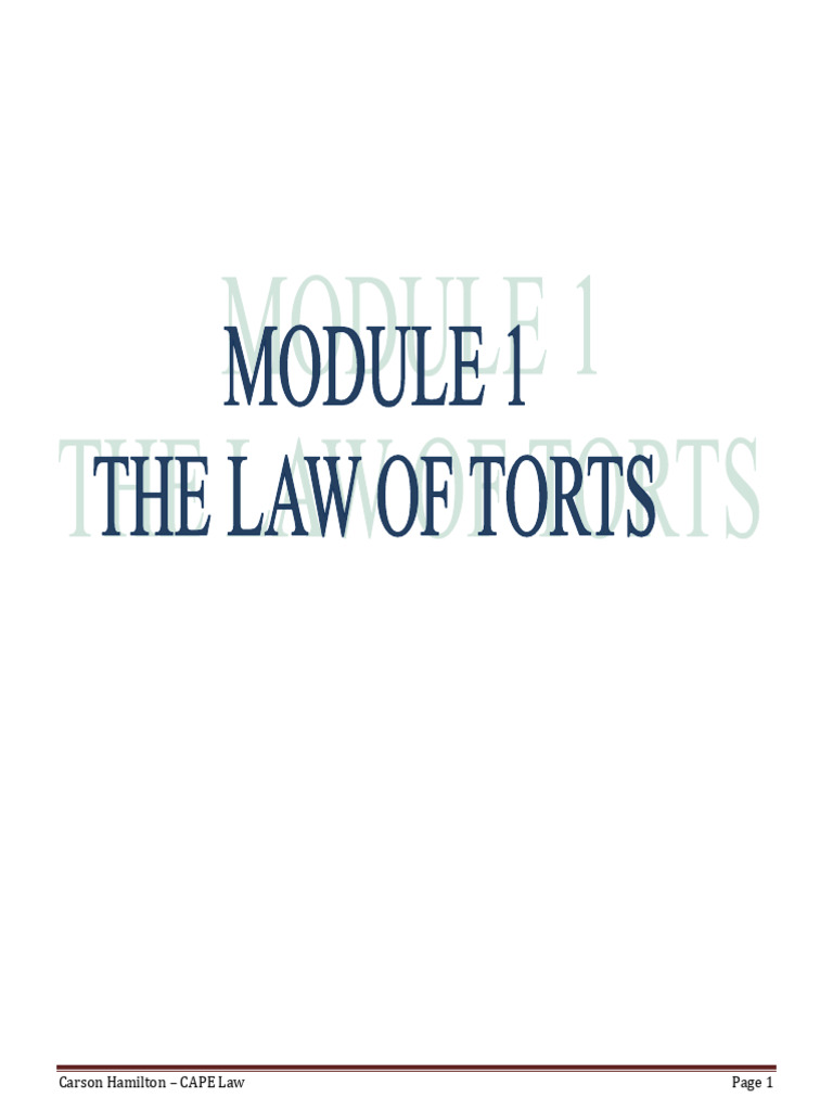 Module 1 - The Law of Torts (Complete Notes Package) | PDF | Defamation ...