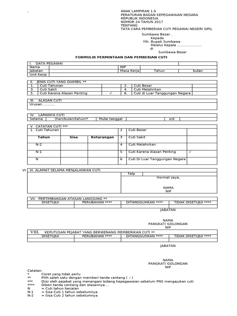 Form Pengajuan Cuti | PDF
