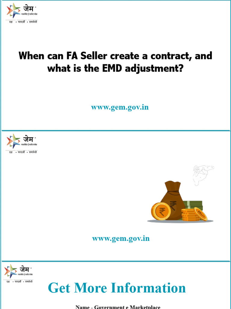 When Can FA Seller Create A Contract, and What Is The EMD Adjustment | PDF