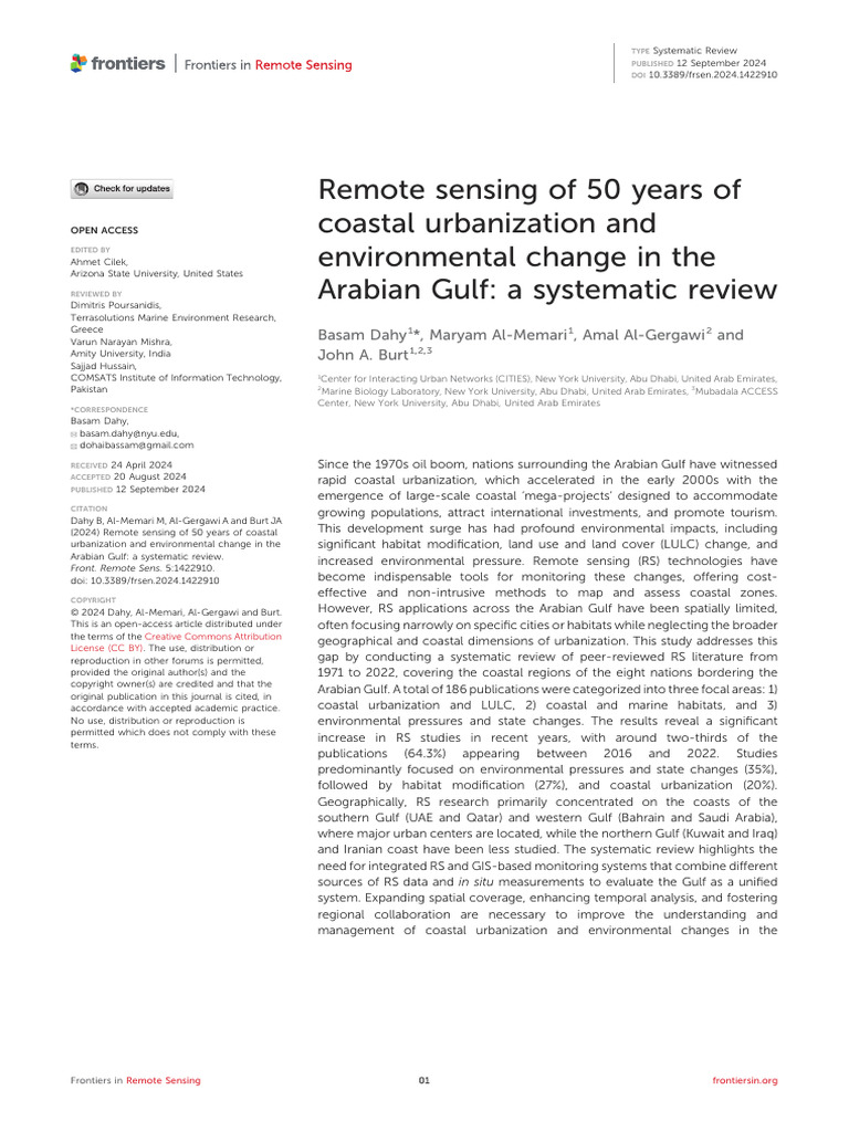 Remote Sensing of 50 Years of Coastal Urbanization and Environmental ...