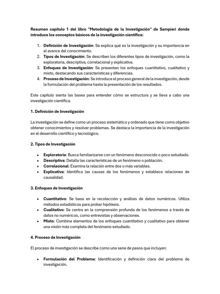 Resumen Capitulos 1 y 2 | PDF | Datos | Investigación cuantitativa