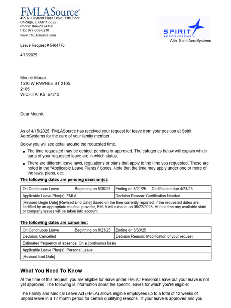 Req 1744758312148fmla1fmla2mounir | PDF | Family And Medical Leave Act Of 1993 | Employment