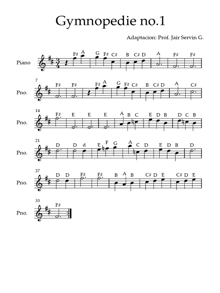 Gymnopedie No1 N1 Piano | PDF
