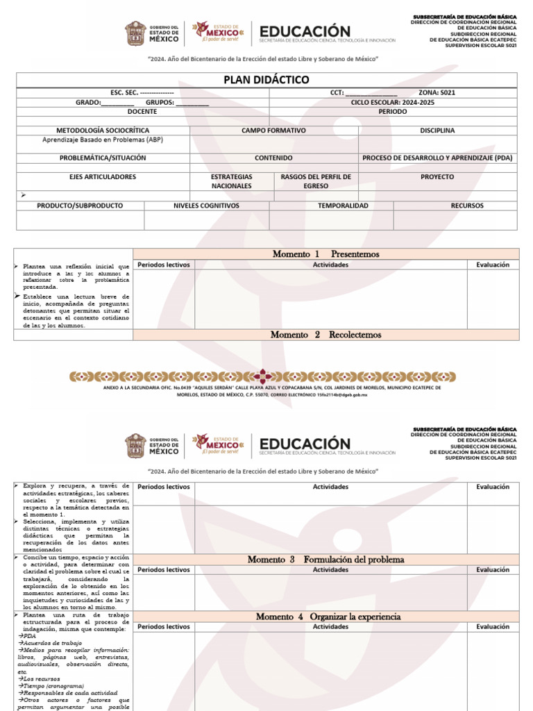 PLAN DIDÁCTICO -ABP (3) | PDF | Educación primaria | Modificación de comportamiento