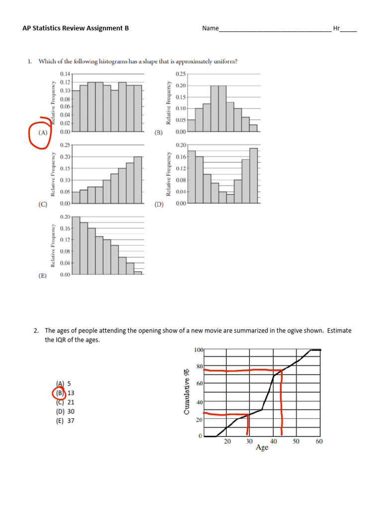 Stats Medic AP Review Worksheet B | PDF | Statistics | Multivariate Statistics