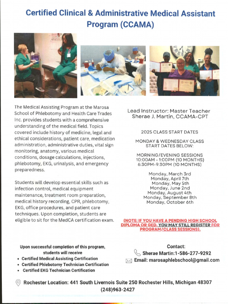 Marosa Shcool of Phlebotomy and Healthcare Trades Flyers | PDF ...