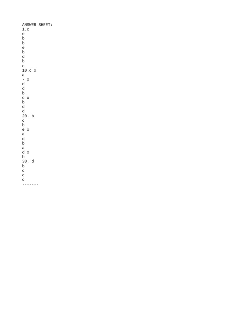 Answer Sheet | PDF