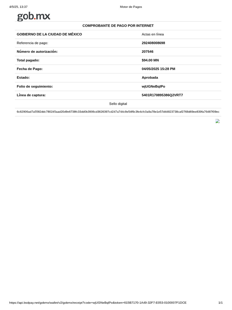 Motor de Pagos Recibo | PDF