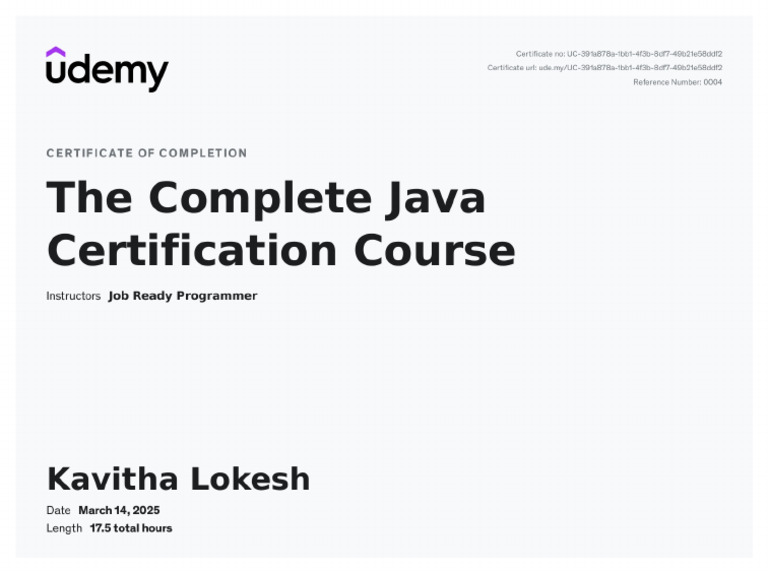 Udemy Certificate | PDF