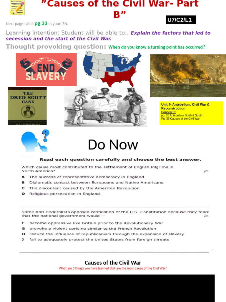 Causes of Civil War RTMS Part B | PDF | Confederate States Of America ...