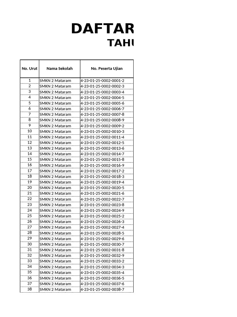 Form Daftar Nilai US-4-2 | PDF