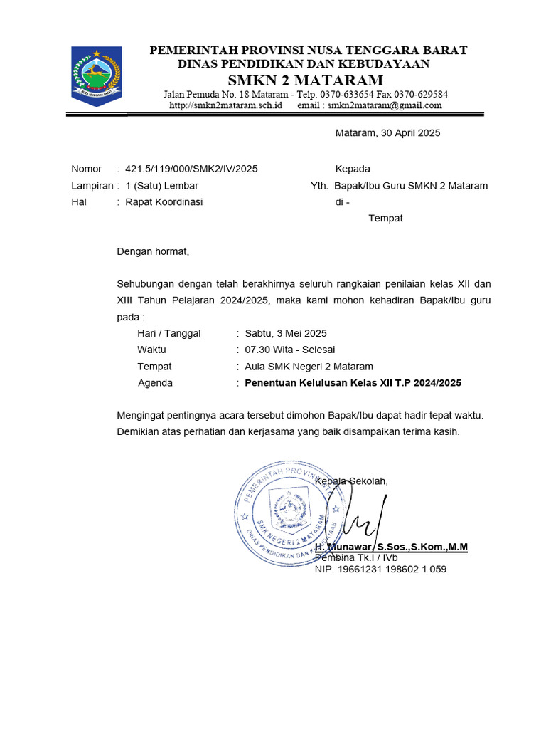 Undangan Rapat Kelulusan | PDF