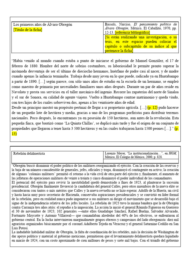 M-Xico Contempor-Neo I. Ejemplo de Ficha | PDF
