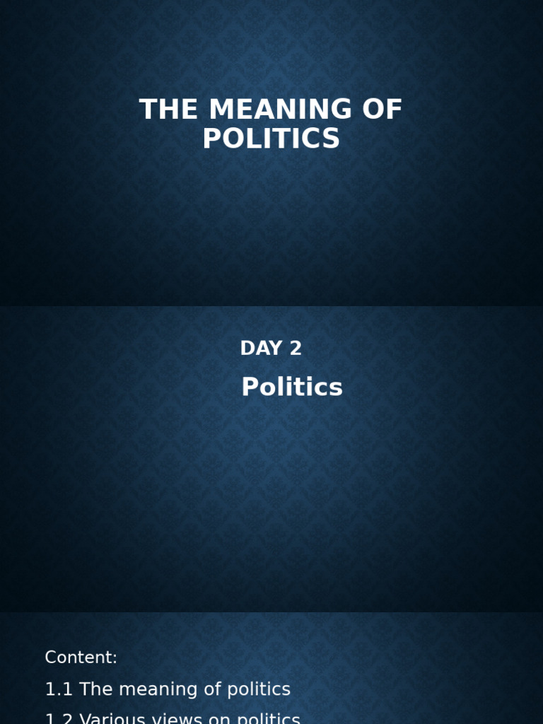 01 MEANING OF POLITICS For Students Copy2 | PDF | Governance | Institution