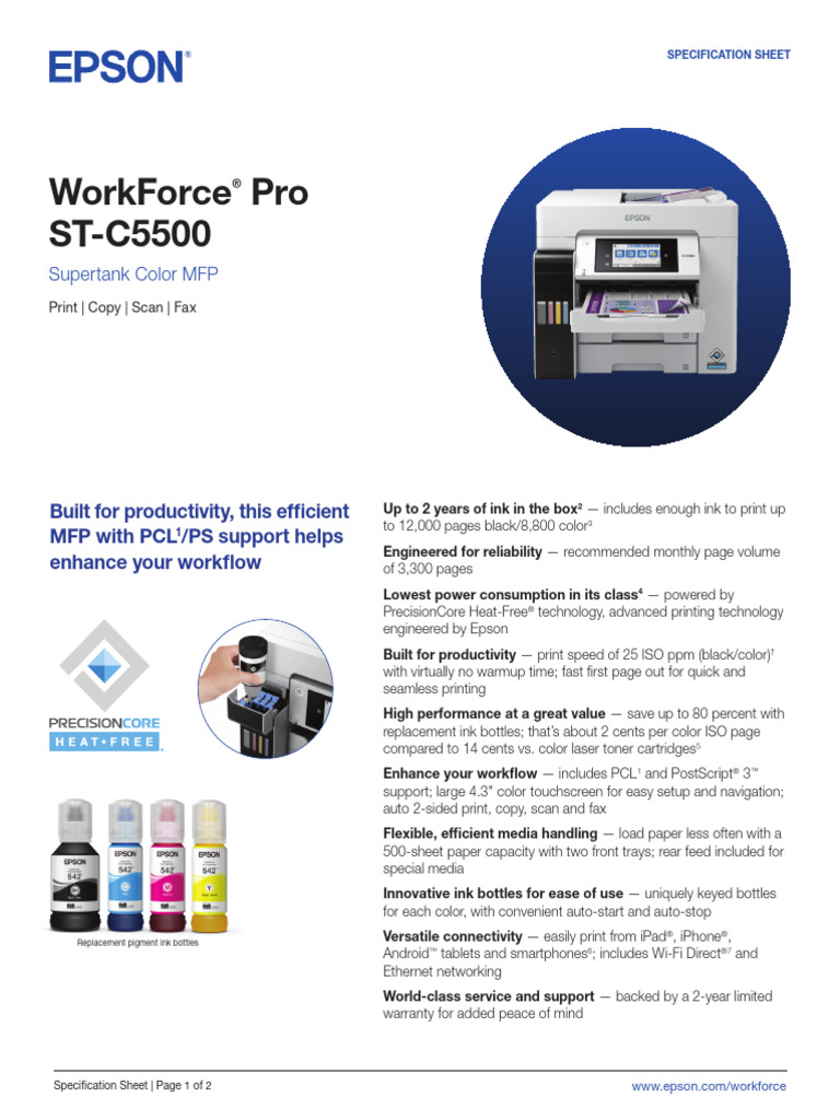 WorkForce ST-C5500 Printer Specification Sheet CPD-63531R1 Final PDF ...