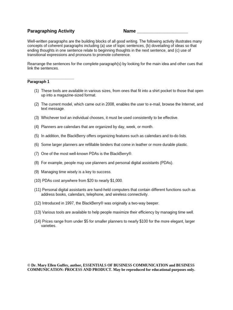 Effective Paragraphing and Time Management | PDF | Personal Digital ...